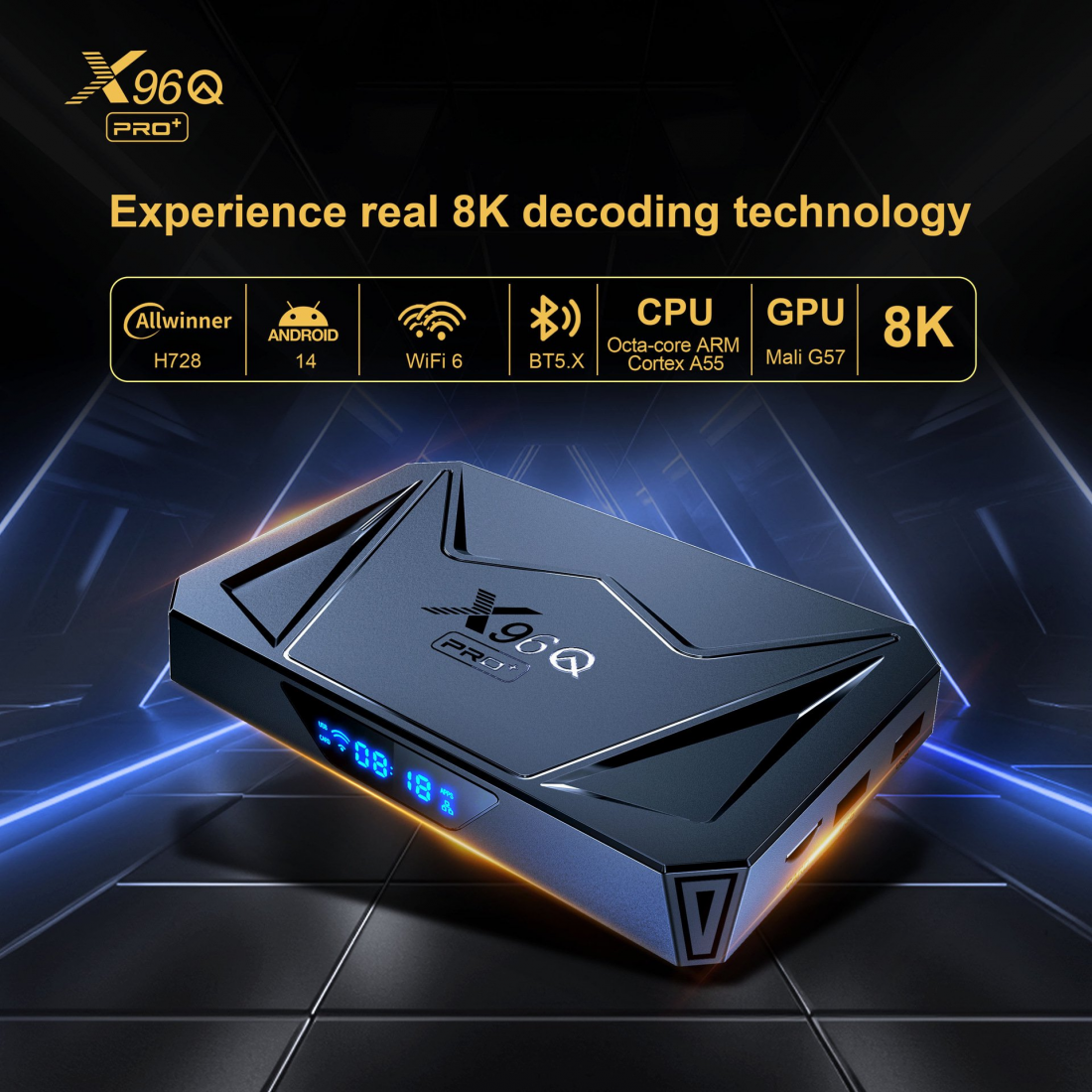 Android 14.0 TV Box,X96QPRO Allwinner H728 Octa-core ARM cortex-A55 RAM ...